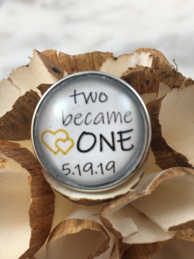 Wedding Two Become One Snap Button with wedding date 3.50 | Etsy