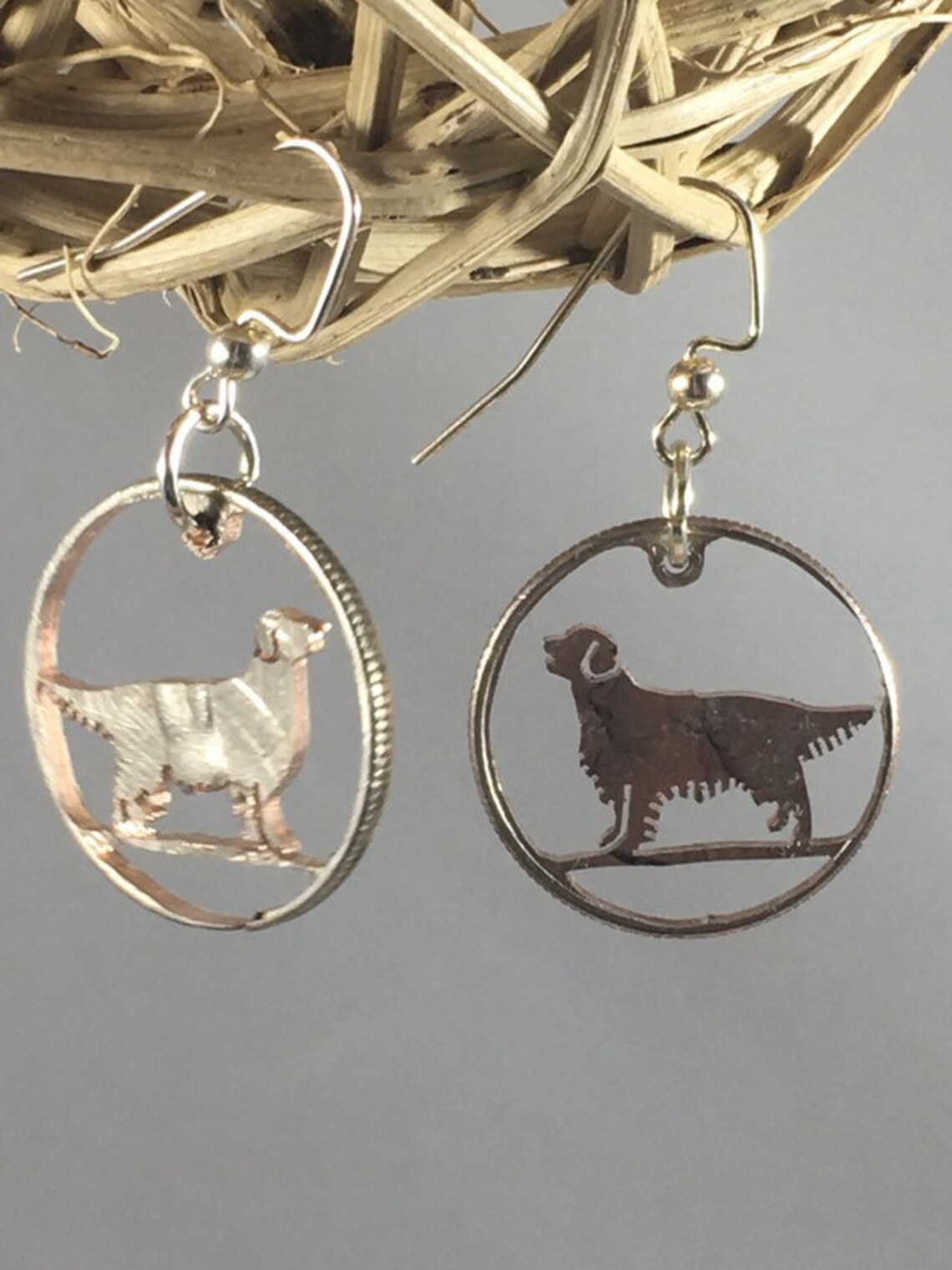 Golden Retriever Dog Coin Jewelry Earrings hand-cut on | Etsy