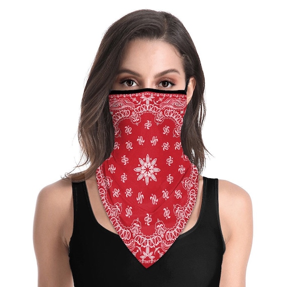 Womens Red Paisley Design Social Distancing Neck Gaiter | Etsy
