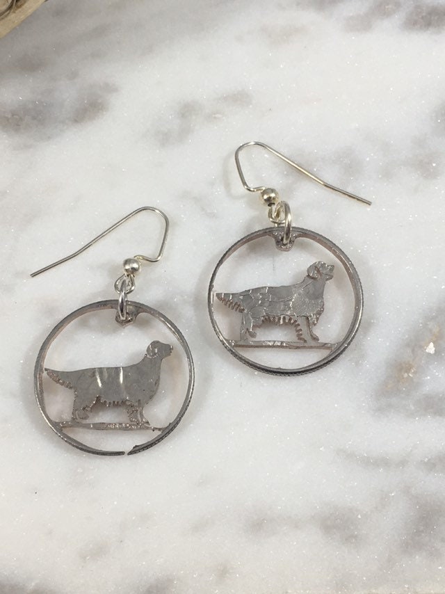 Golden Retriever Dog Coin Jewelry Earrings hand-cut on | Etsy