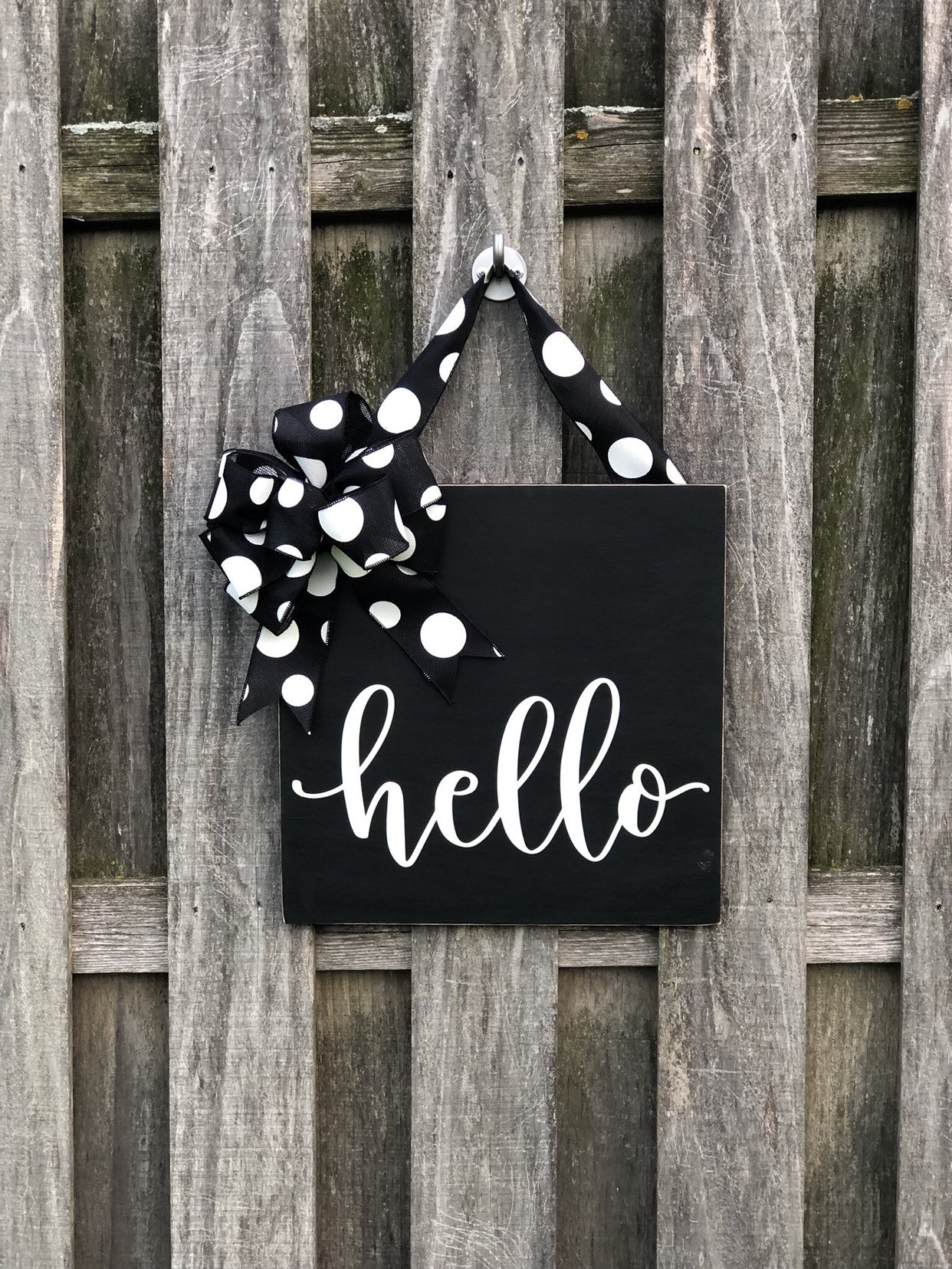 Hello Door Wreath Front Door Decor Black Door Hanger Hello | Etsy