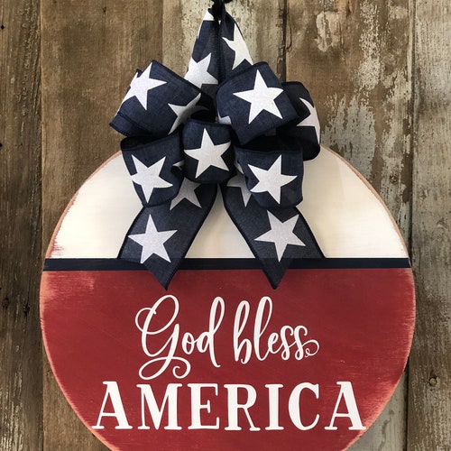 God Bless America Round Sign SVG Round Sign for Door - Etsy