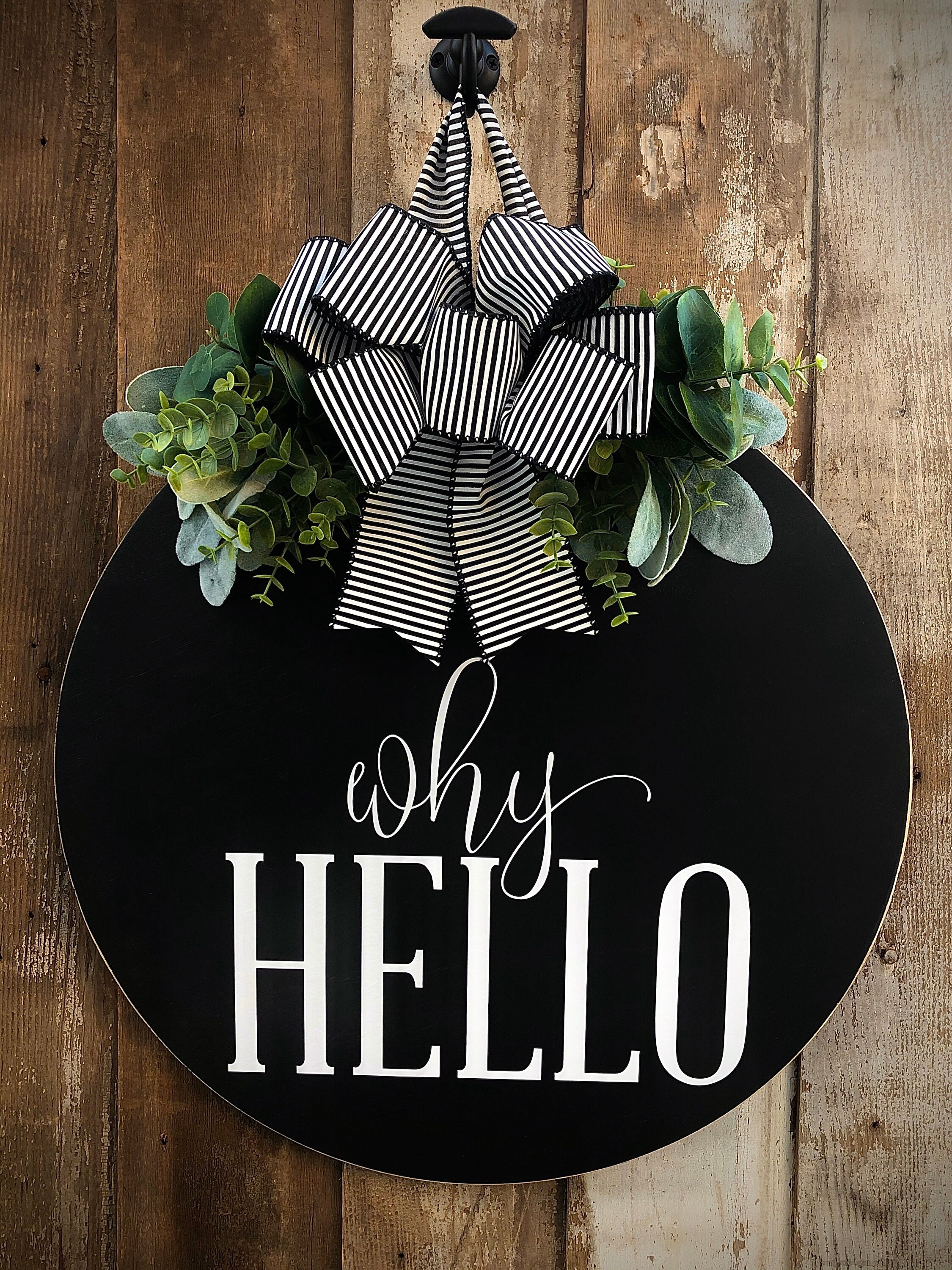 Why Hello Door Wreath Front Door Decor Door Hanger Hello | Etsy