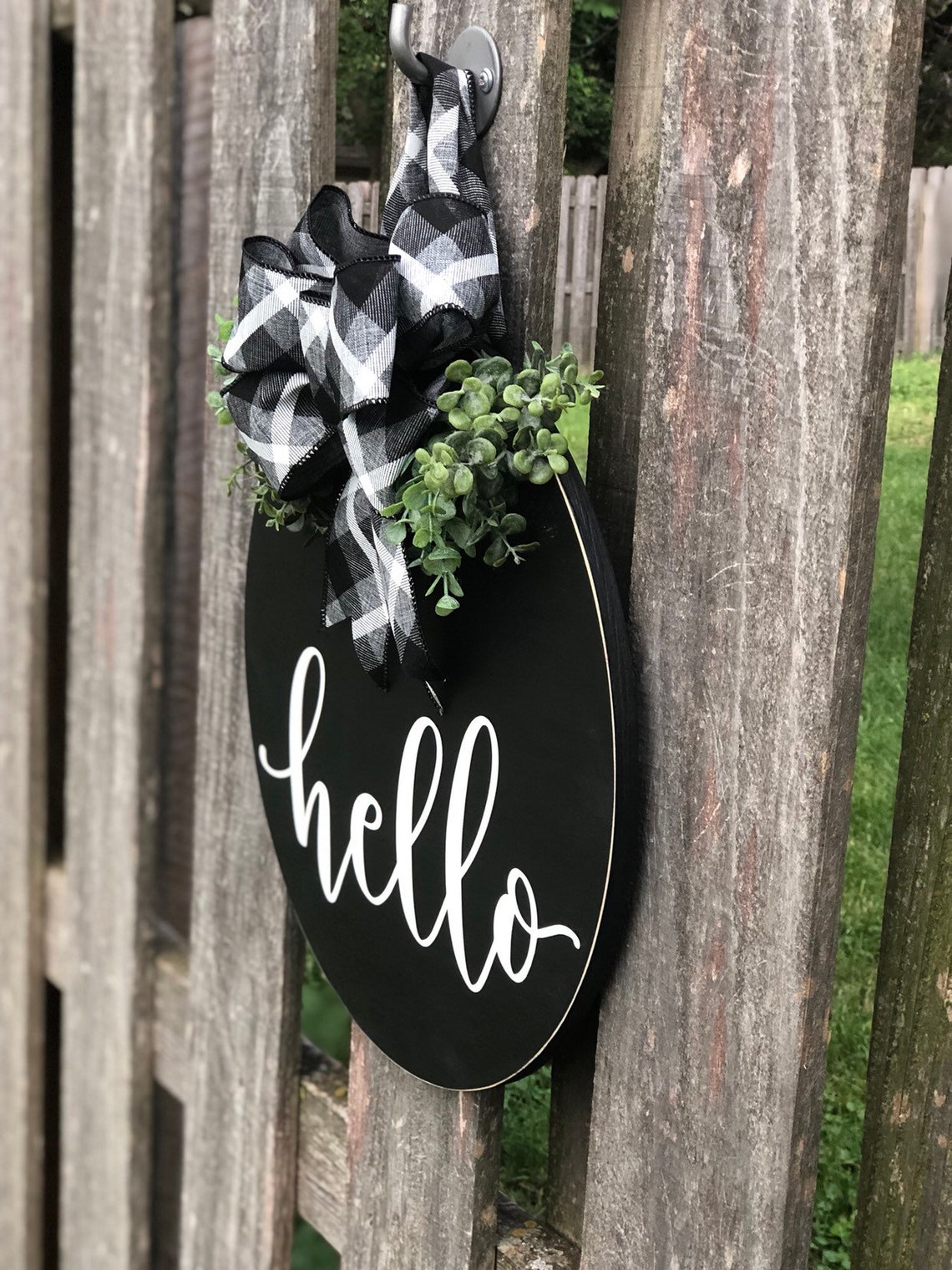 Hello Door Wreath Front Door Decor Black Door Hanger Hello - Etsy Canada