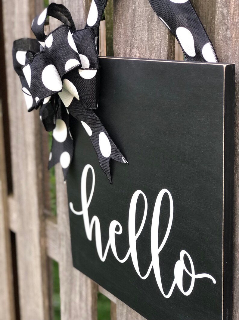 Hello Door Wreath Front Door Decor Black Door Hanger Hello - Etsy