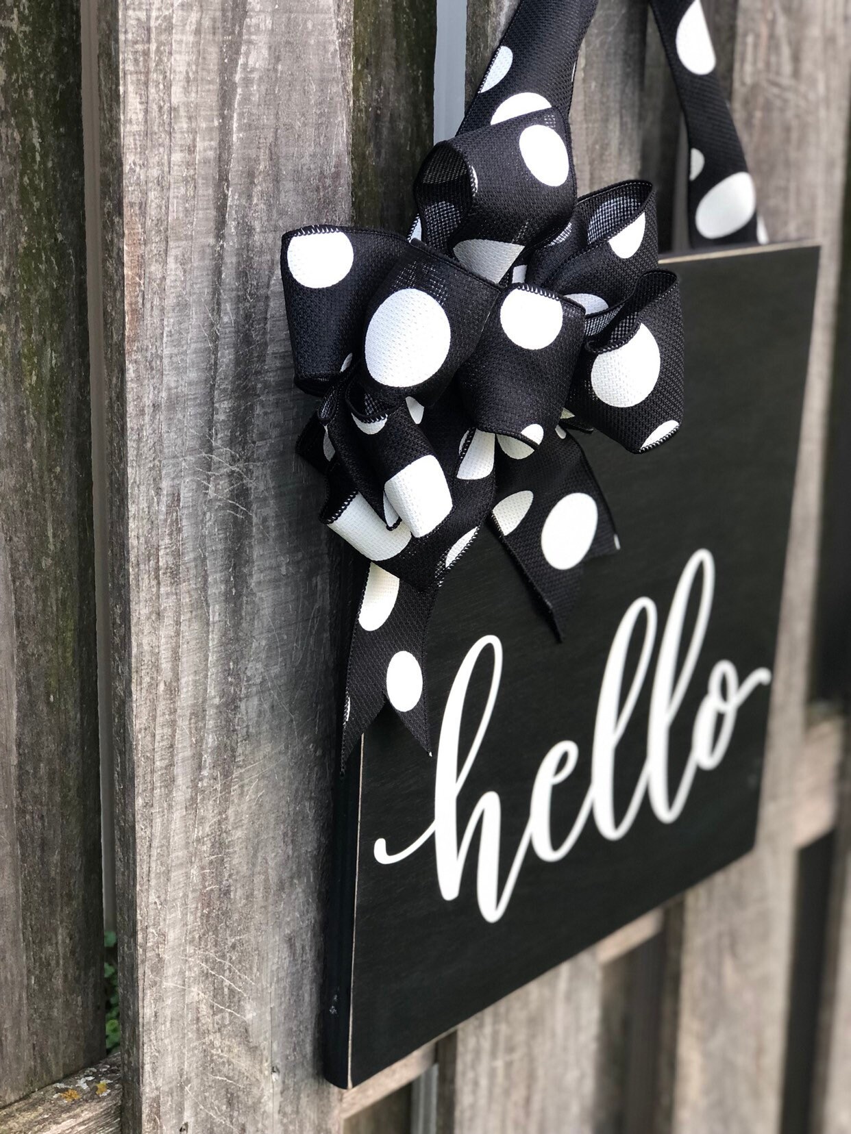 Hello Door Wreath Front Door Decor Black Door Hanger Hello | Etsy