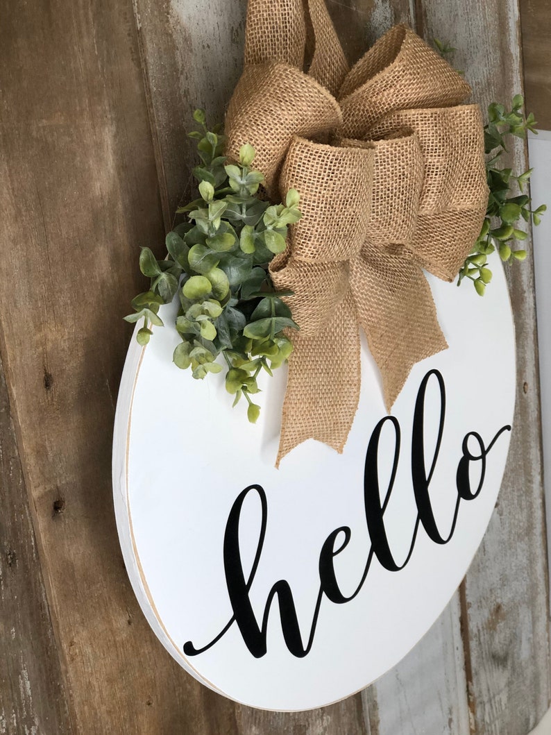 Hello Door Wreath Front Door Decor Black Door Hanger Hello - Etsy