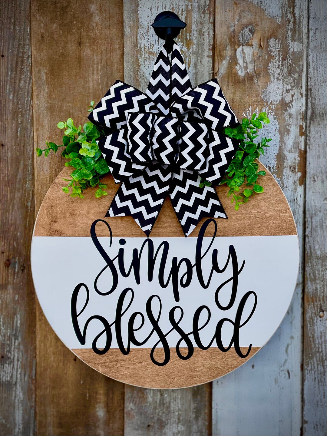 Simply Blessed Wreath, Front Door Decor, White Door Hanger, Blessed ...