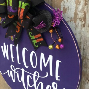 Round Door Hanger, Door Hanger, Door Decor, Hello Witches Door Hanger ...