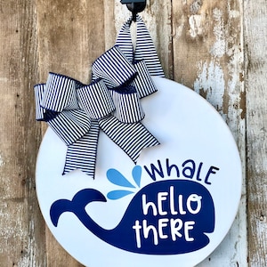 Whale Hello There Door Hanger, Door Wreath, Whale Door Hanger, Door ...