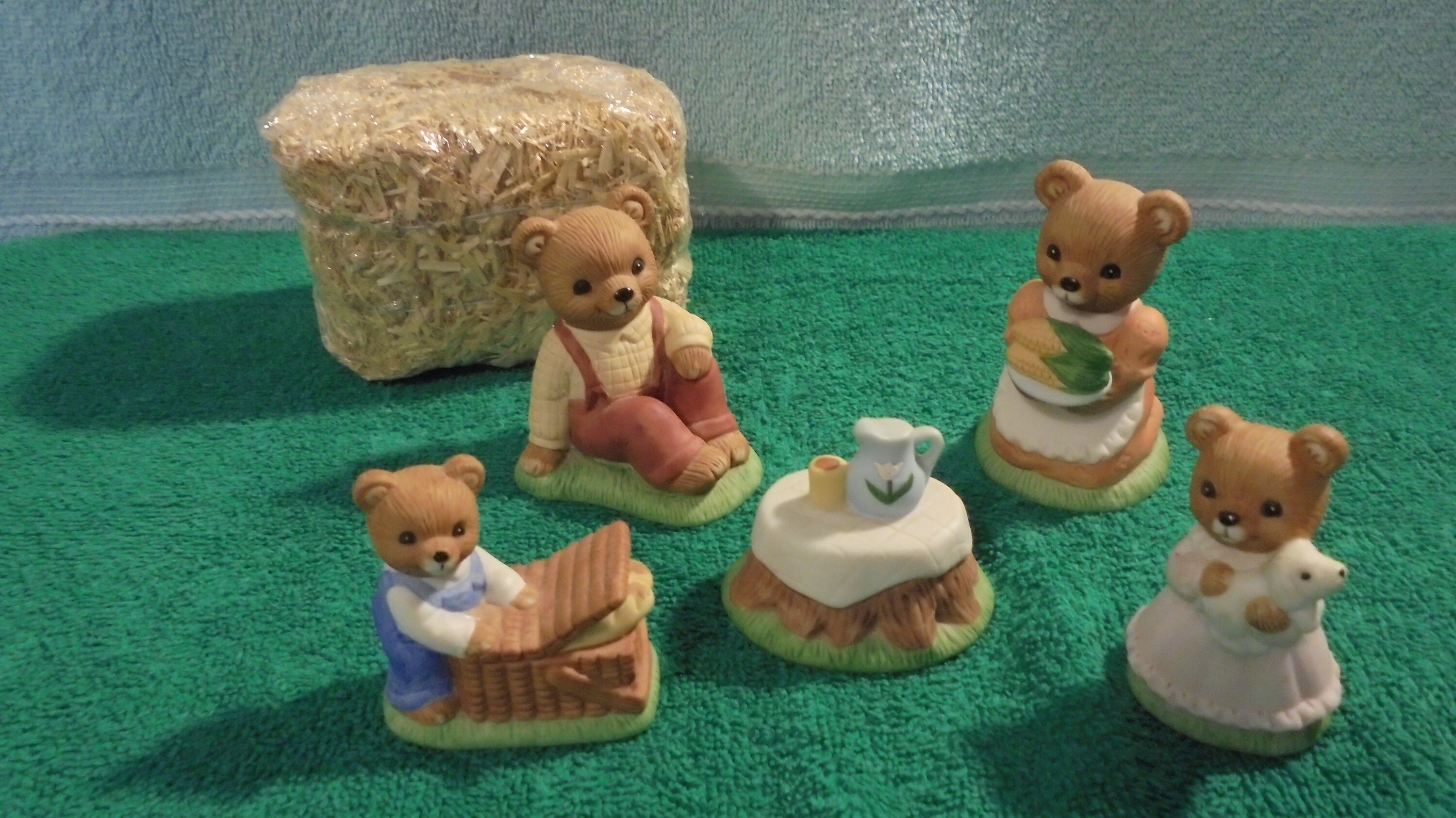 Homco Miniature Bears Teddy Bears Set of 5 Picnic Family Collectible ...