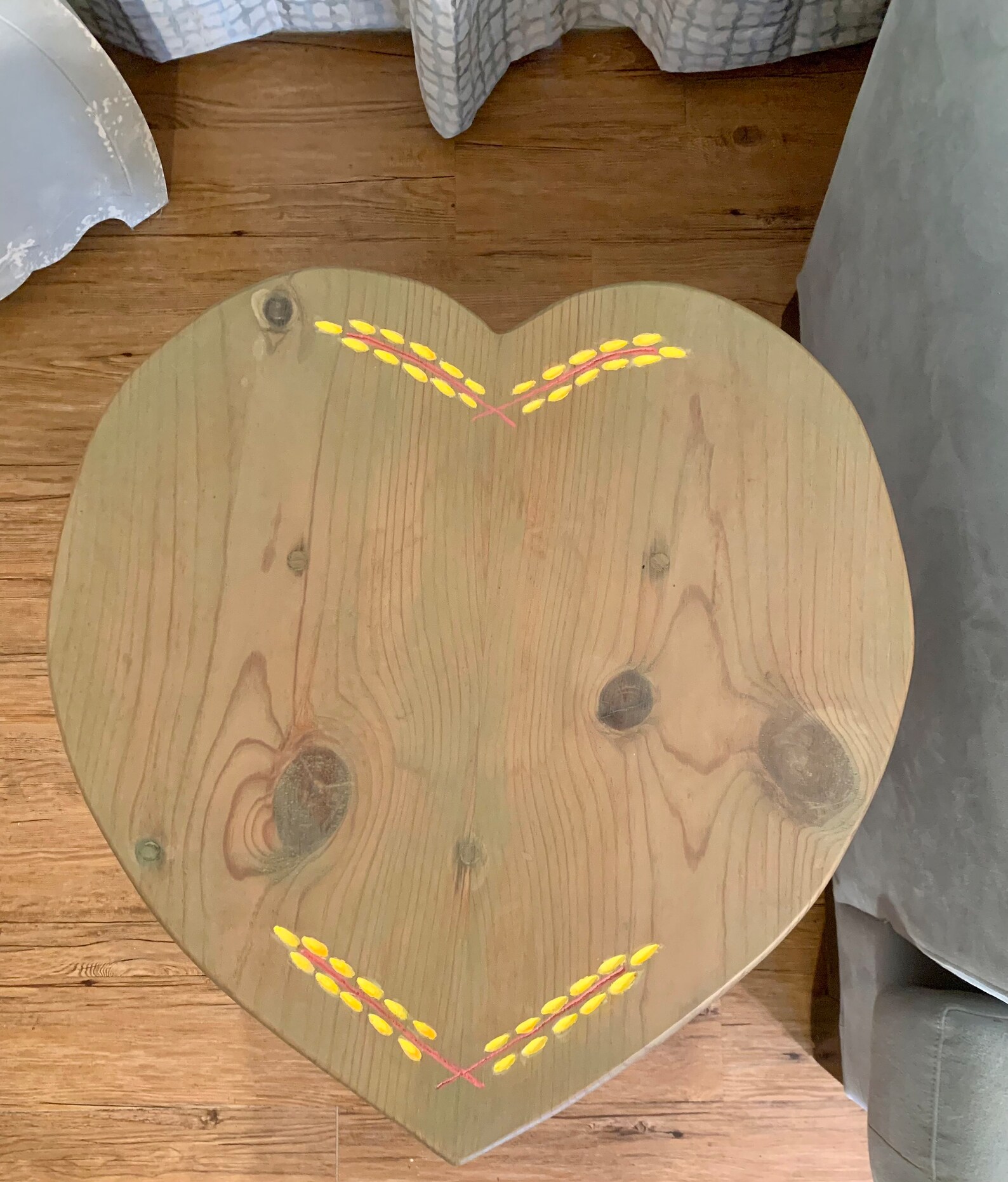 Rustic Handcrafted Pine Heart Shaped Colorwashed Side Table ...