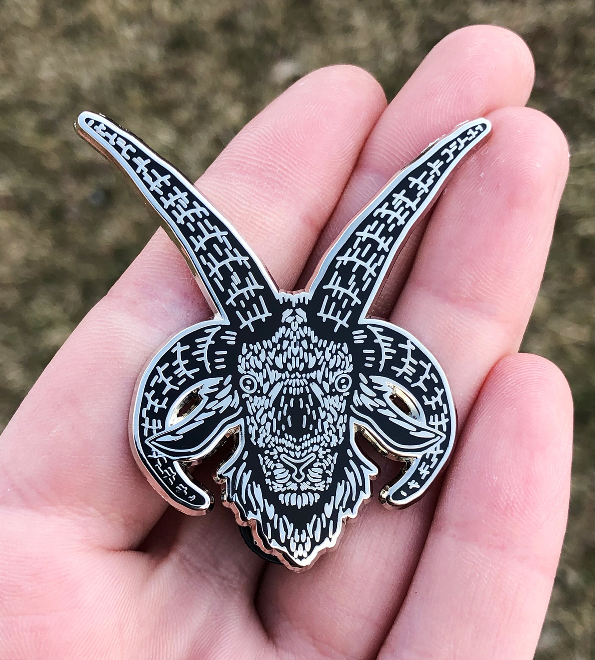 Goat Head Enamel Pin - Etsy