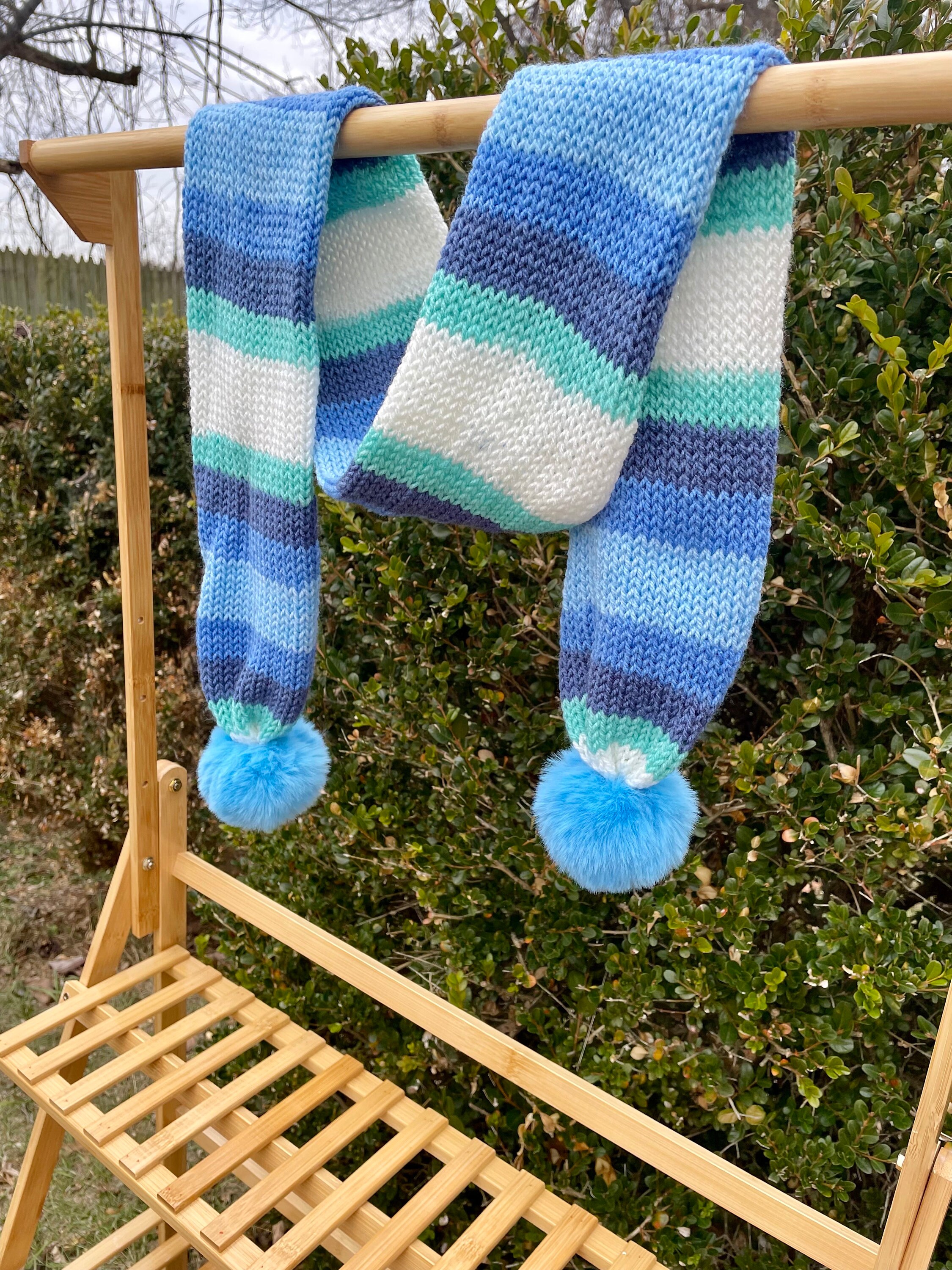 Lil Scoops Knit Scarf, Hand Knit Children Scarf, Multicolored Faux Fur ...