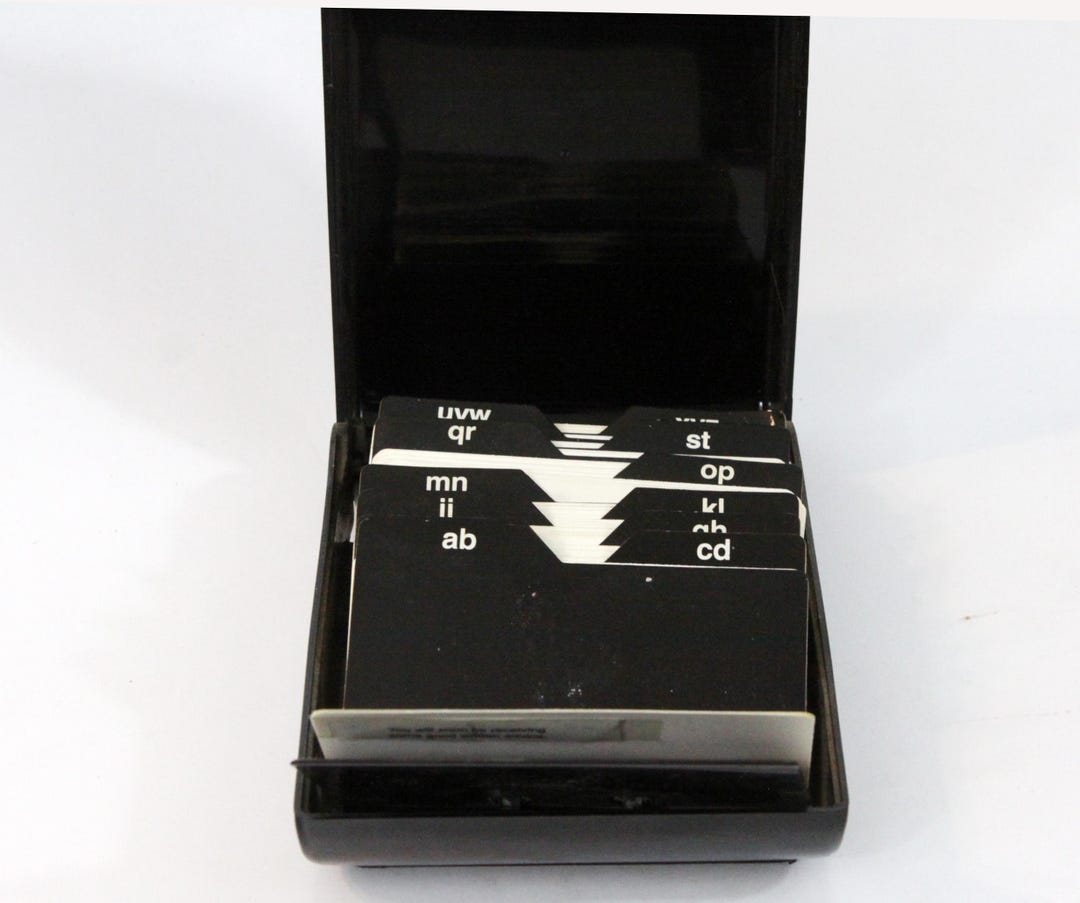 Eldon Card File Black 120 Blank Cards & Dividers Hinged Cover Vintage ...