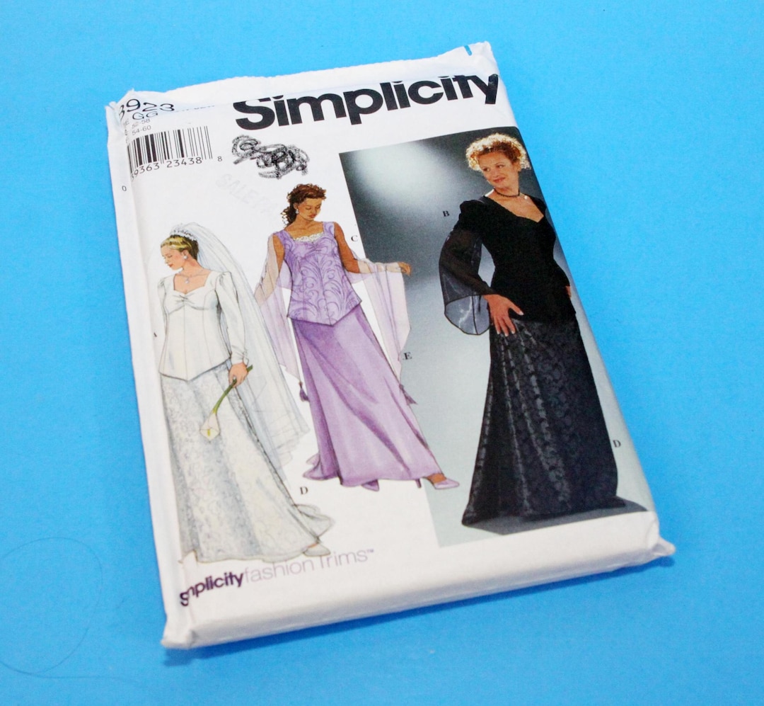 Simplicity Wedding Dress Sewing Pattern Womens 8923 Sz GG 26W-32W Uncut ...