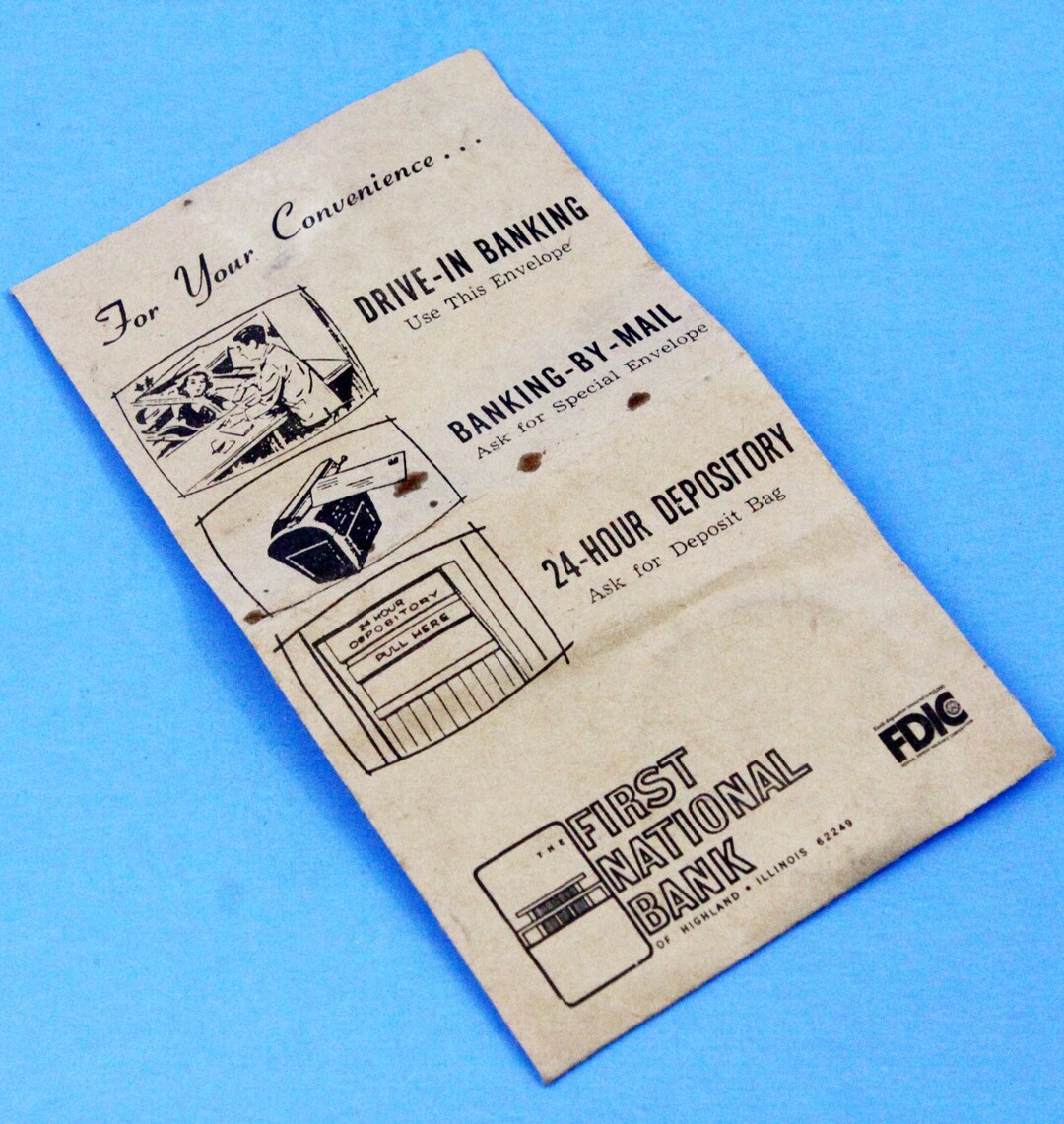 Vintage 1960's Drive in Banking Envelope First National - Etsy