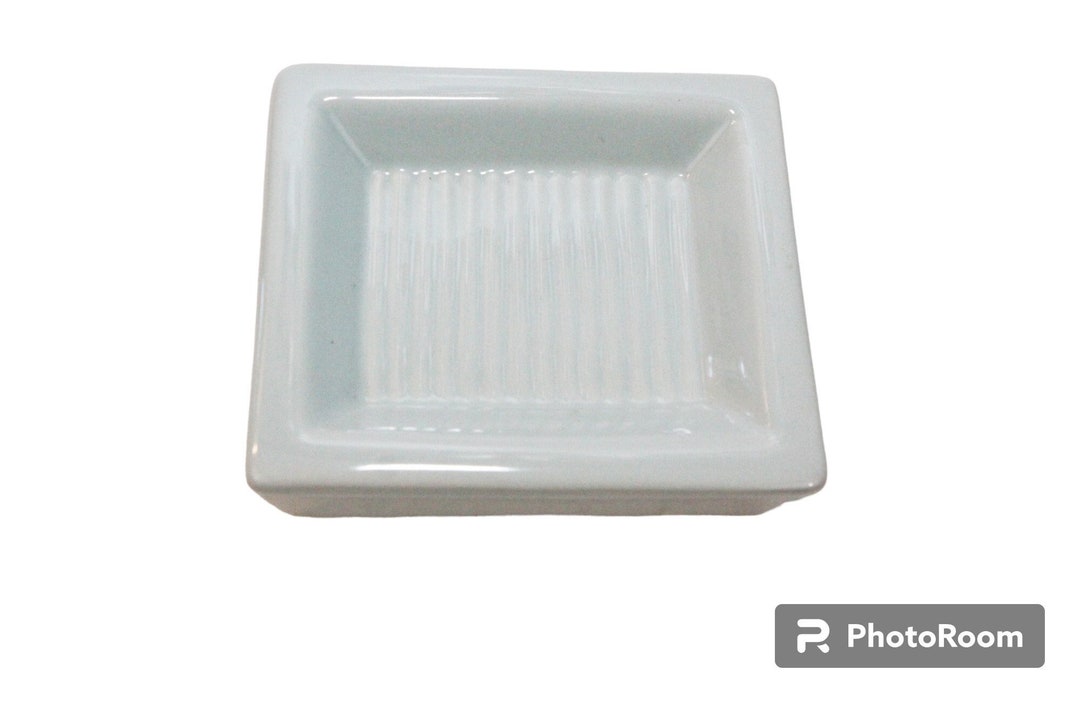 Vintage Soap Dish Pale Aqua Square Rectangular 4" Spa Style Ceramic ...