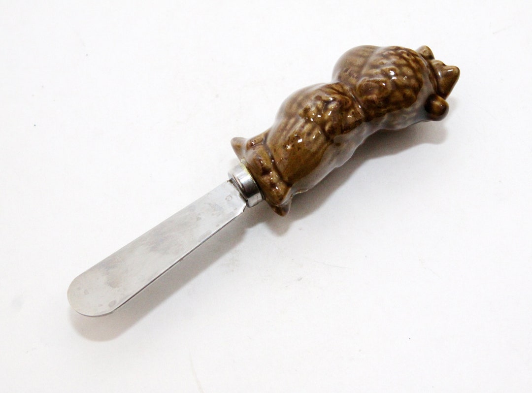 Cheese Spreader Canape Knife Metal Handle Acorns 5.25 Ceramic Stainless ...