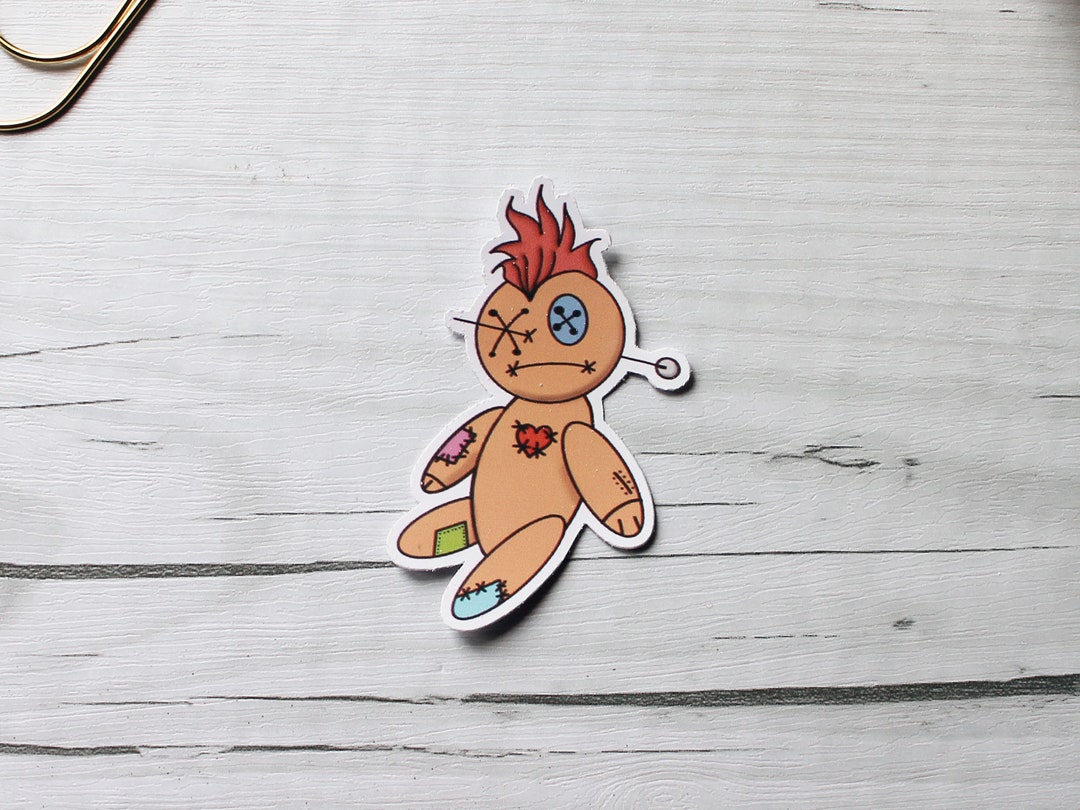Voodoo Doll Boy Vinyl Sticker Hand Drawn Sticker Cute Pastel Guy Voodoo ...