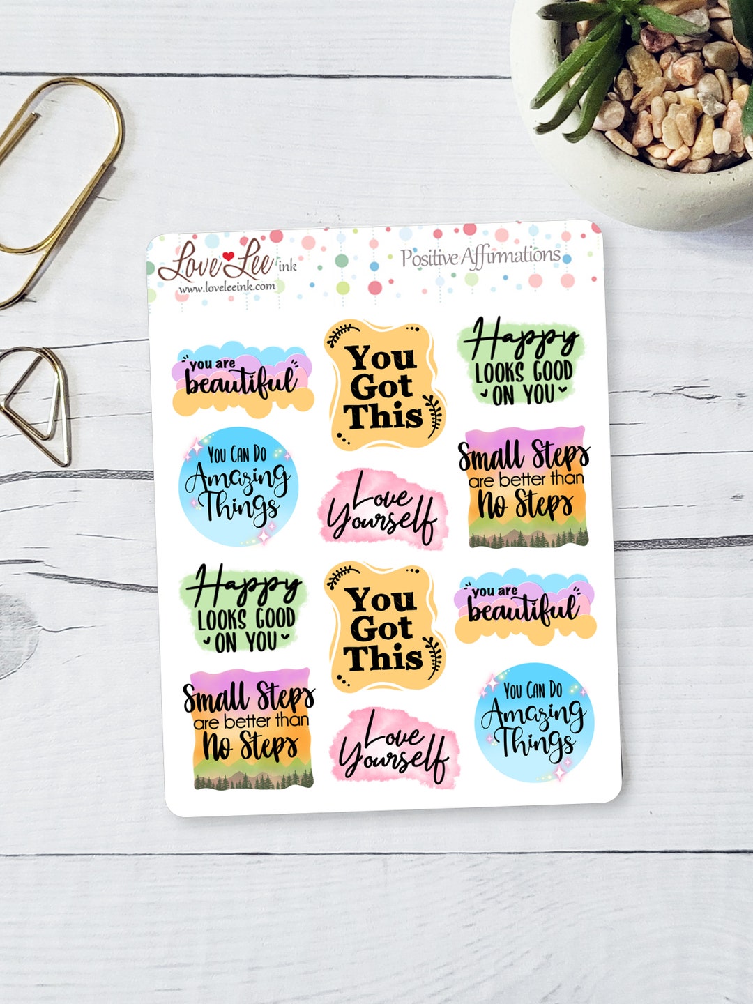 Positive Affirmations Planner Stickers Hand Drawn Stickers Cute Planner ...