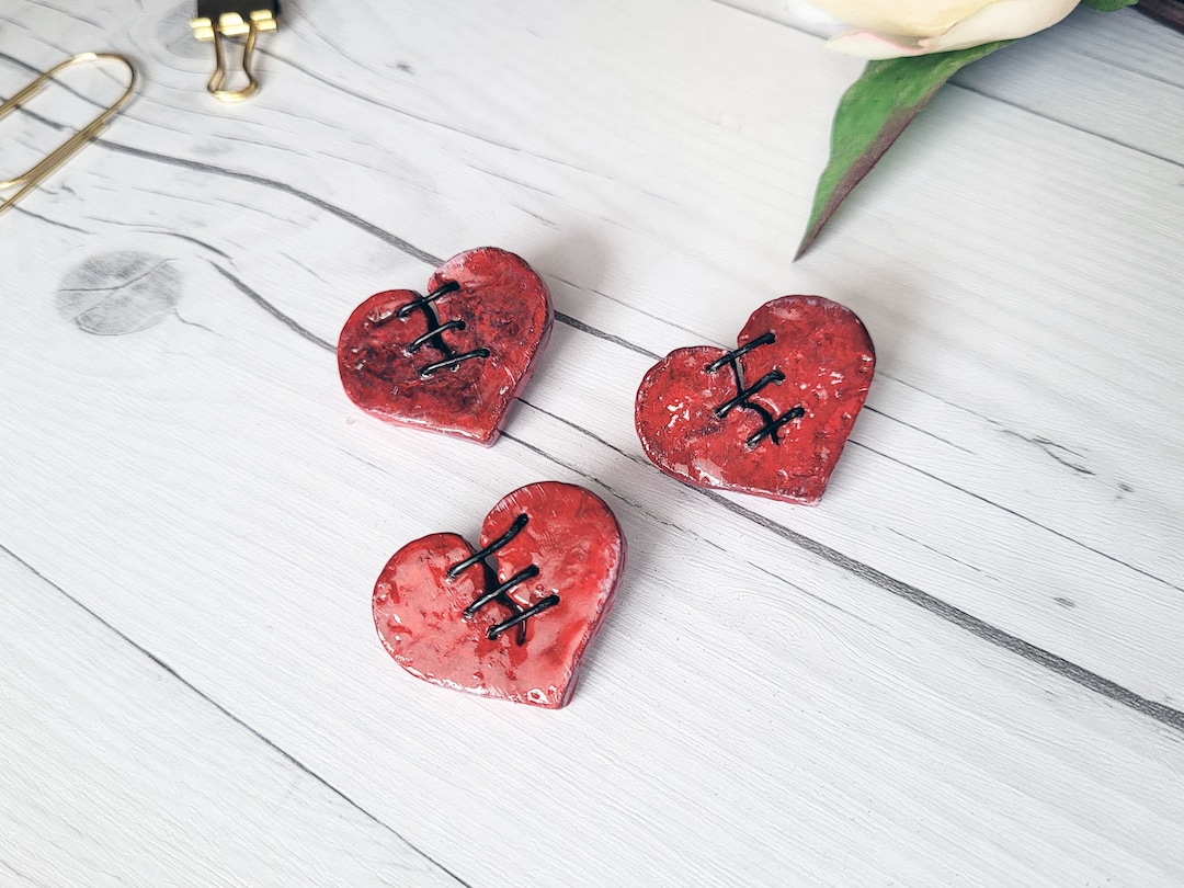 Clay Broken Heart Pin - Broken Love Heart Pin - Valentine Lapel Pin ...