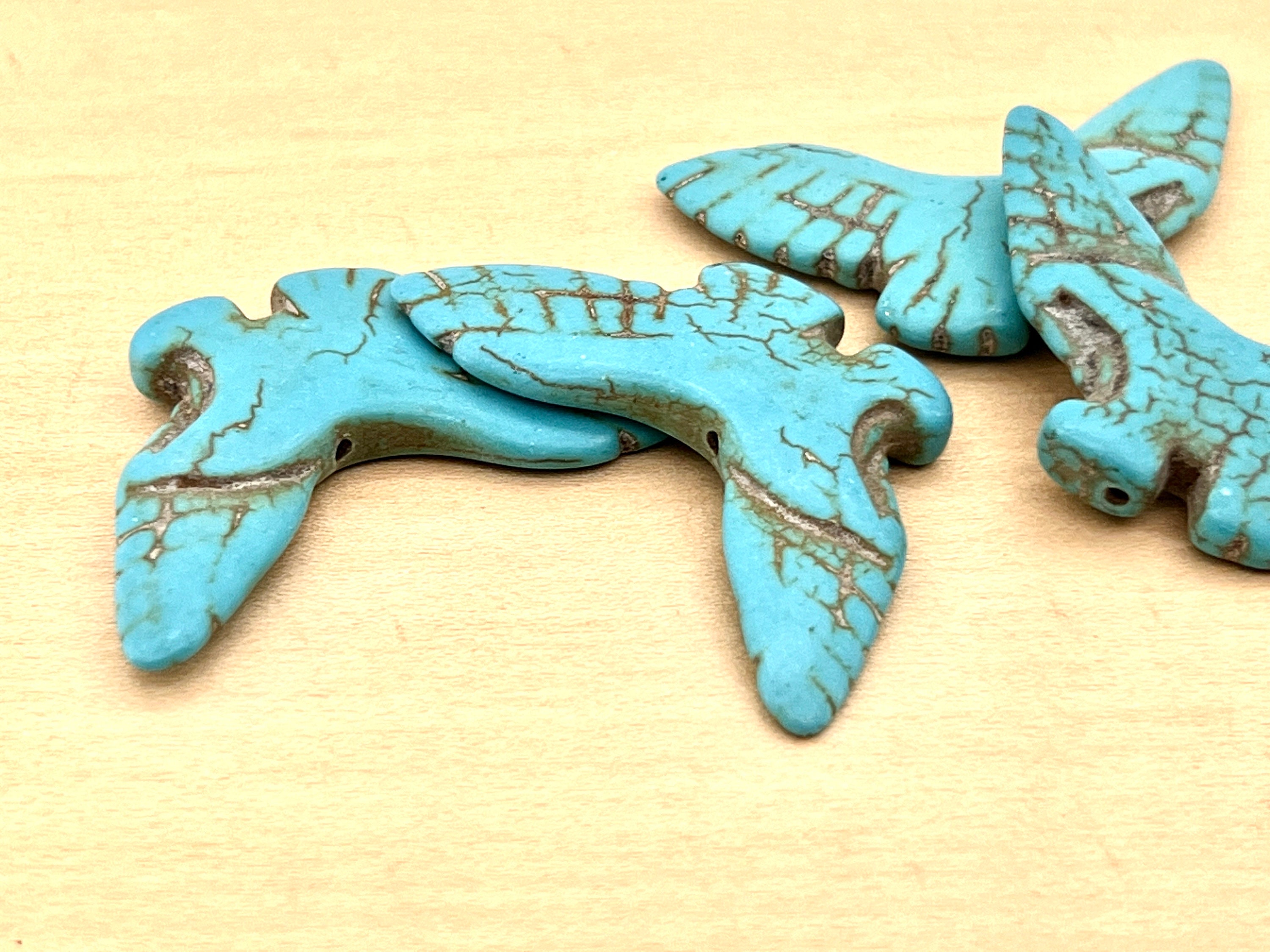 2 Count 26x47mm Fuax Turquoise Fake Imitation Semi Precious Gemstone ...