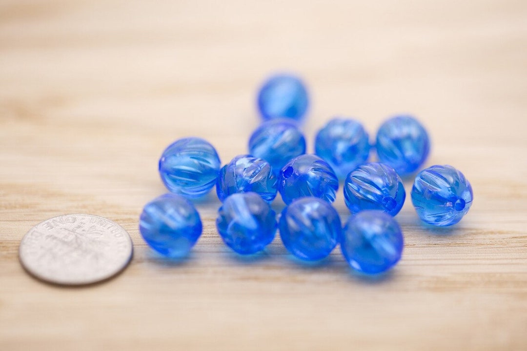 SEE SECOND PHOTO Big Blue Bead Lot 100 Beads Read Descriptions Below ...
