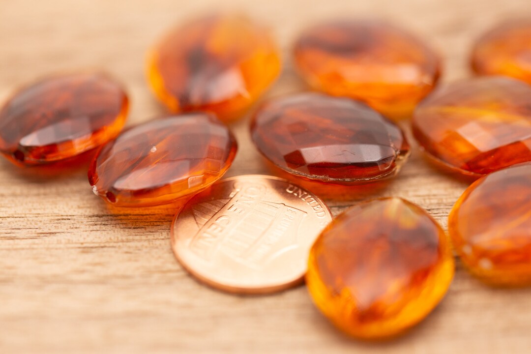10 Count 20mm Quality Golden Dark Amber Yellow Translucent Vintage ...