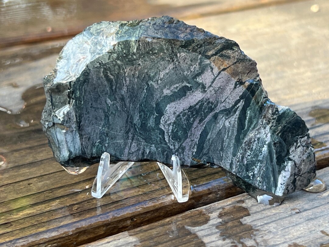 Metamorphized Gneiss Slab: Lapidary Stone, Washington Material (3.25x1 ...