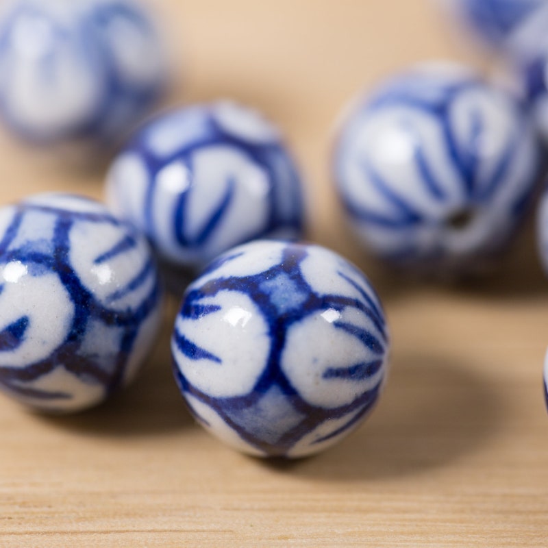 Blue and White Chinese Beads - Etsy