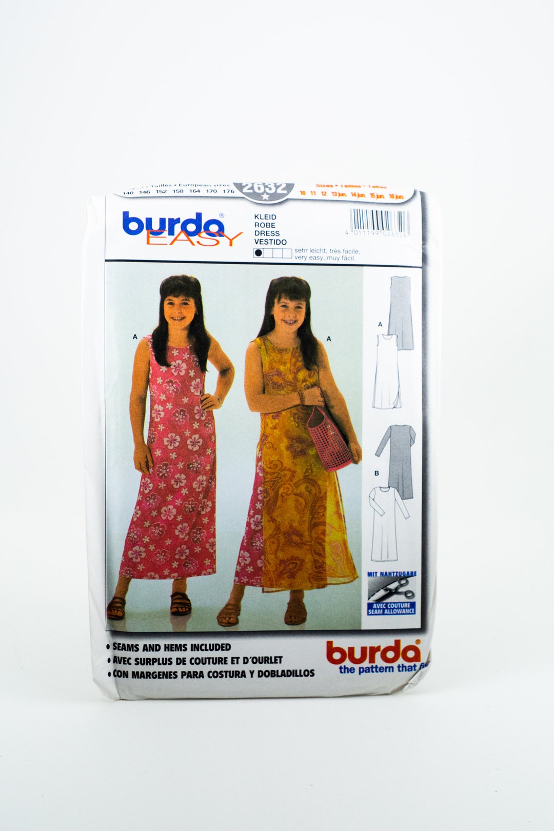 Burda Girls Sun Dress Gown Jumper Sleeveless Long Sleeved Sewing ...