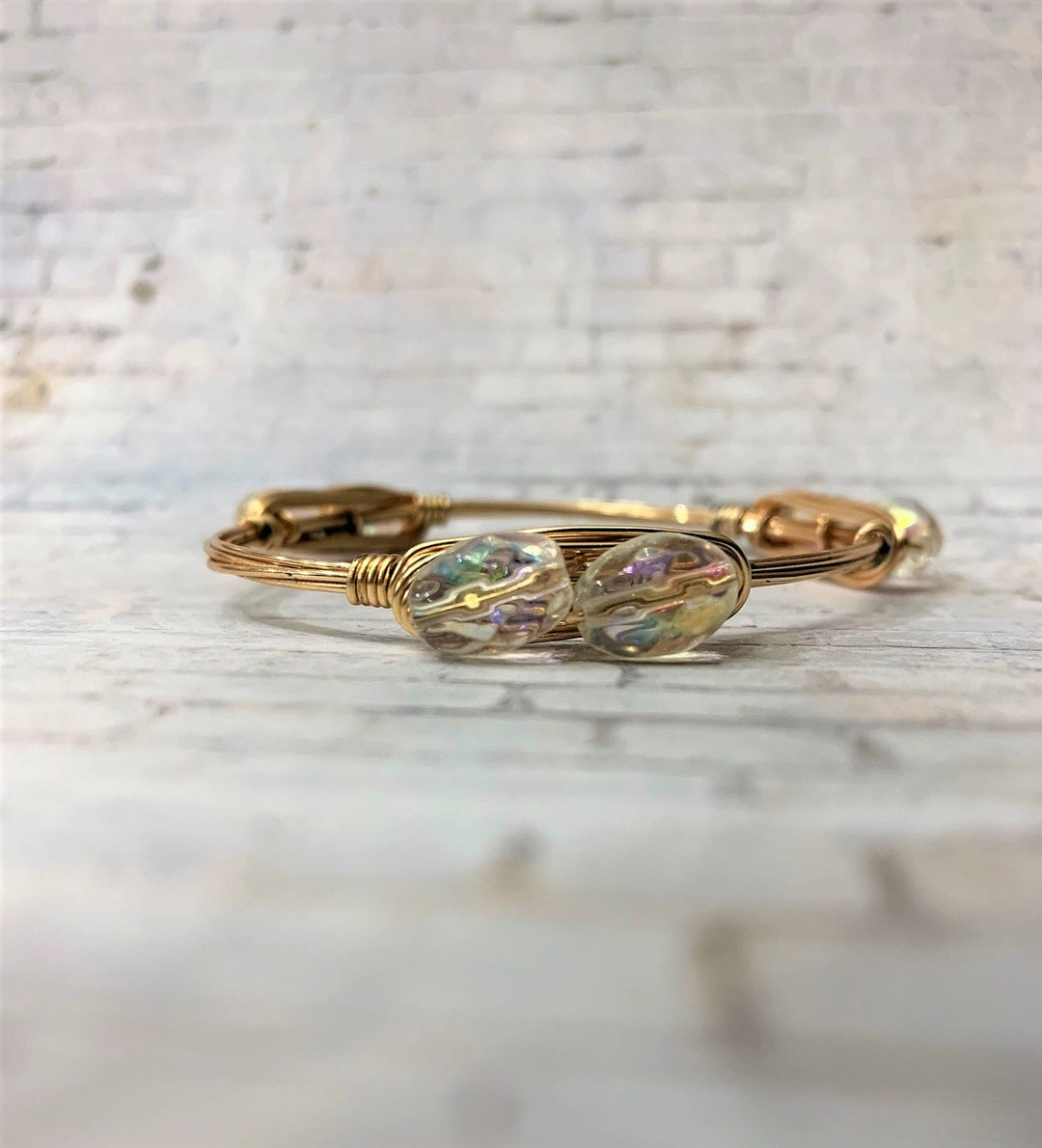 Clear Bracelet Beaded Bangle Bangle Bracelets Stackable - Etsy