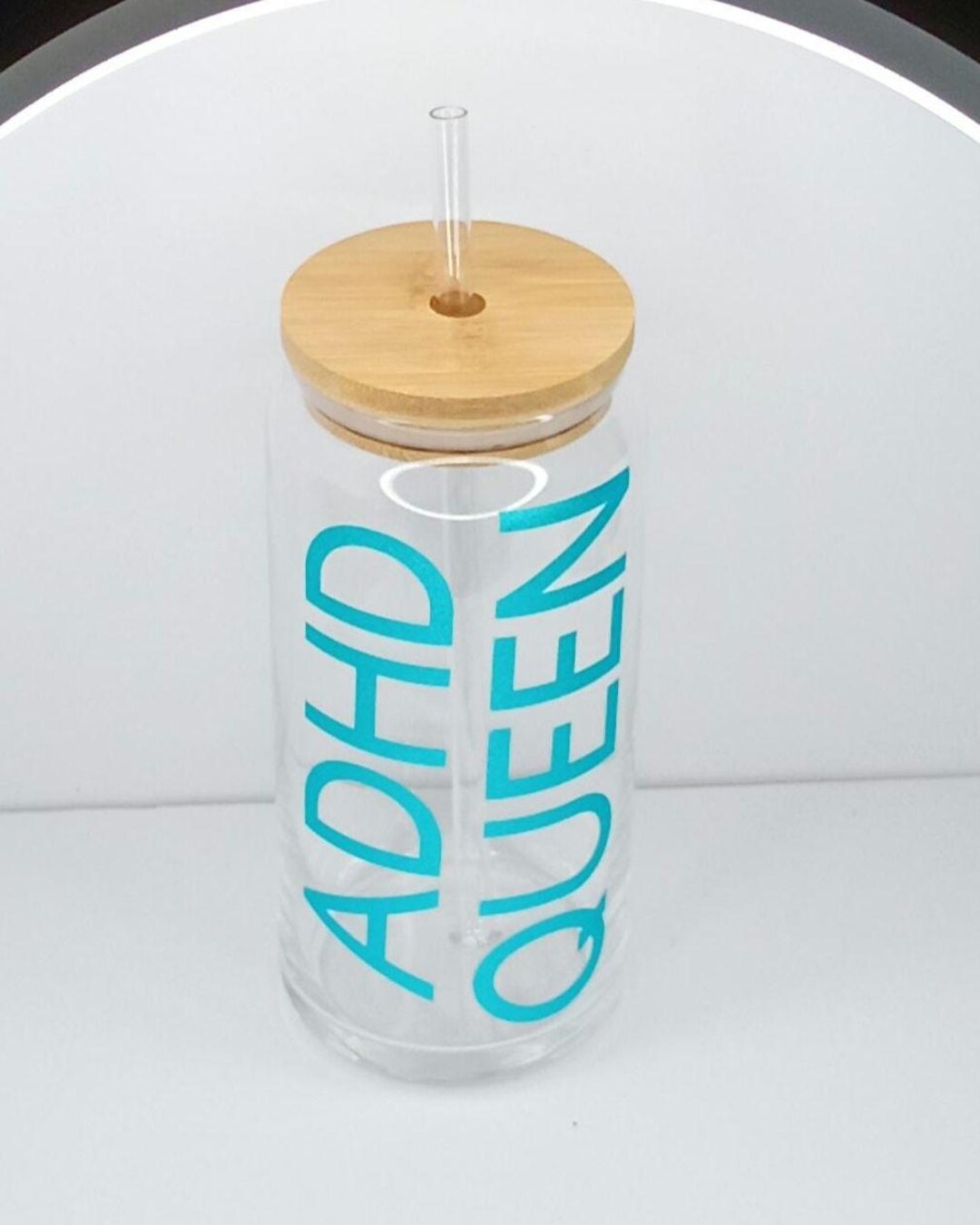 ADHD Queen Glass Iced Coffee Cup | 20oz Bamboo Lid & Straw - Etsy