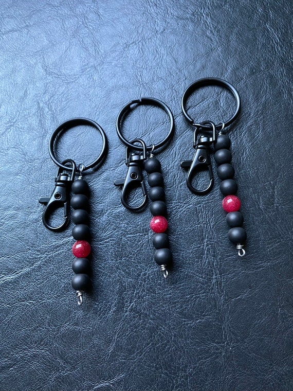 Thin Red Line Firefighter Keychain Fireman Jade Gemstone Bar | Etsy