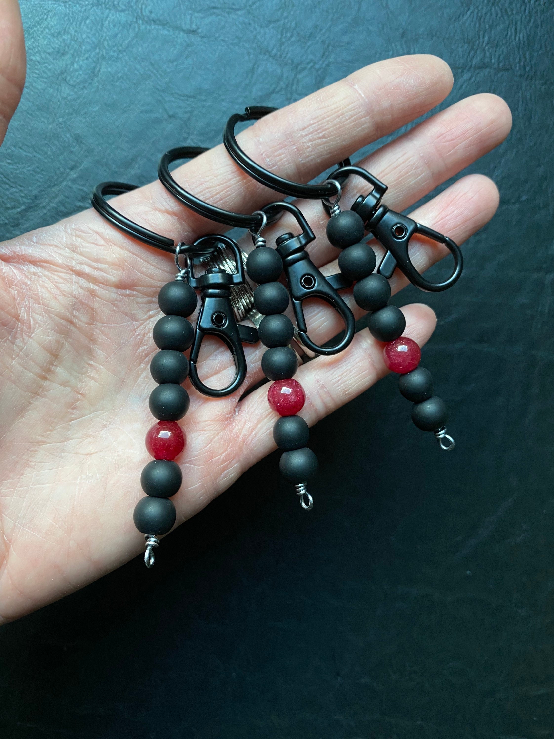 Thin Red Line Firefighter Keychain Fireman Jade Gemstone Bar - Etsy