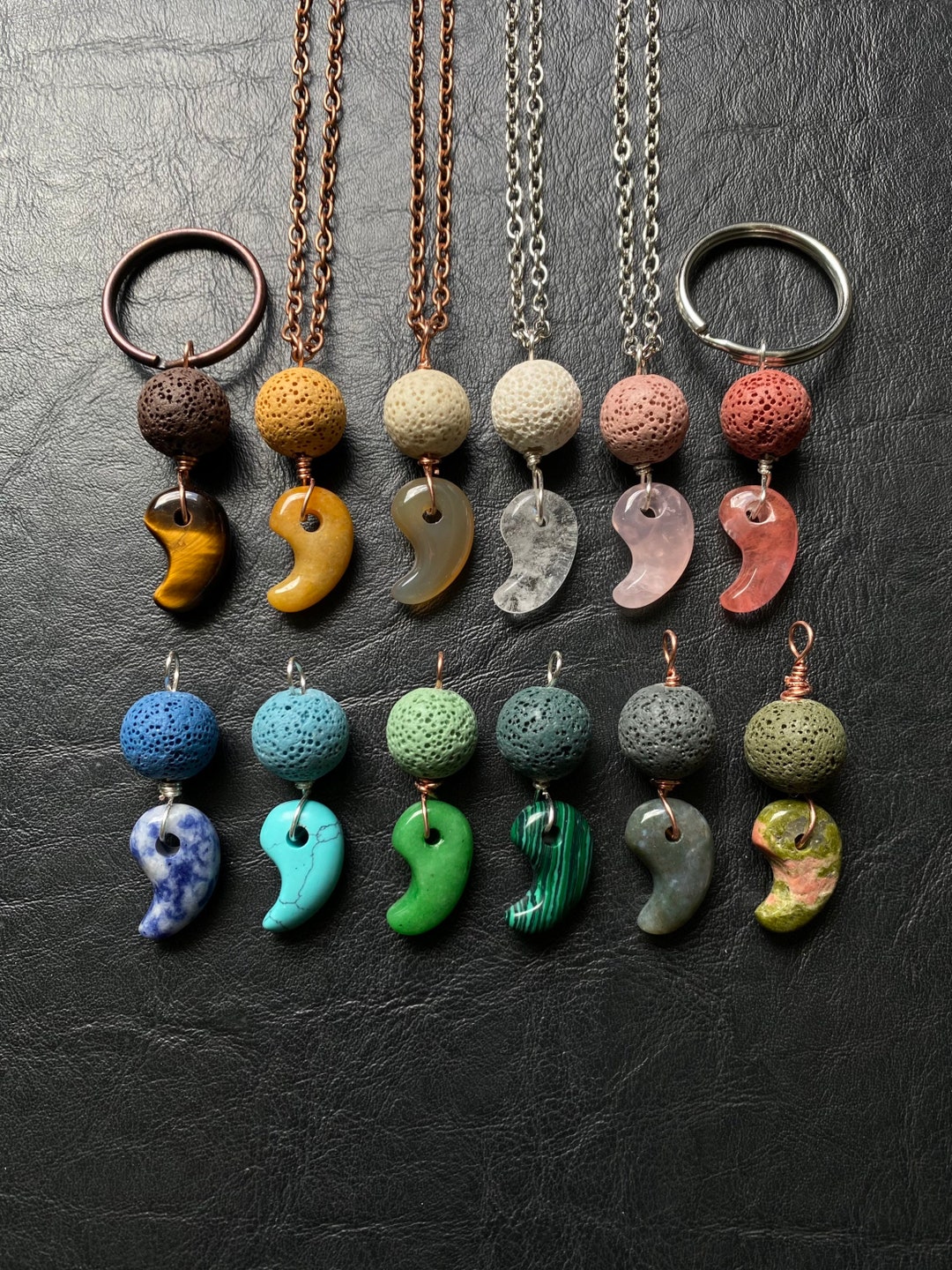 Semicolon Gemstone Diffuser Necklace Keychain Suicide Prevention Mental ...