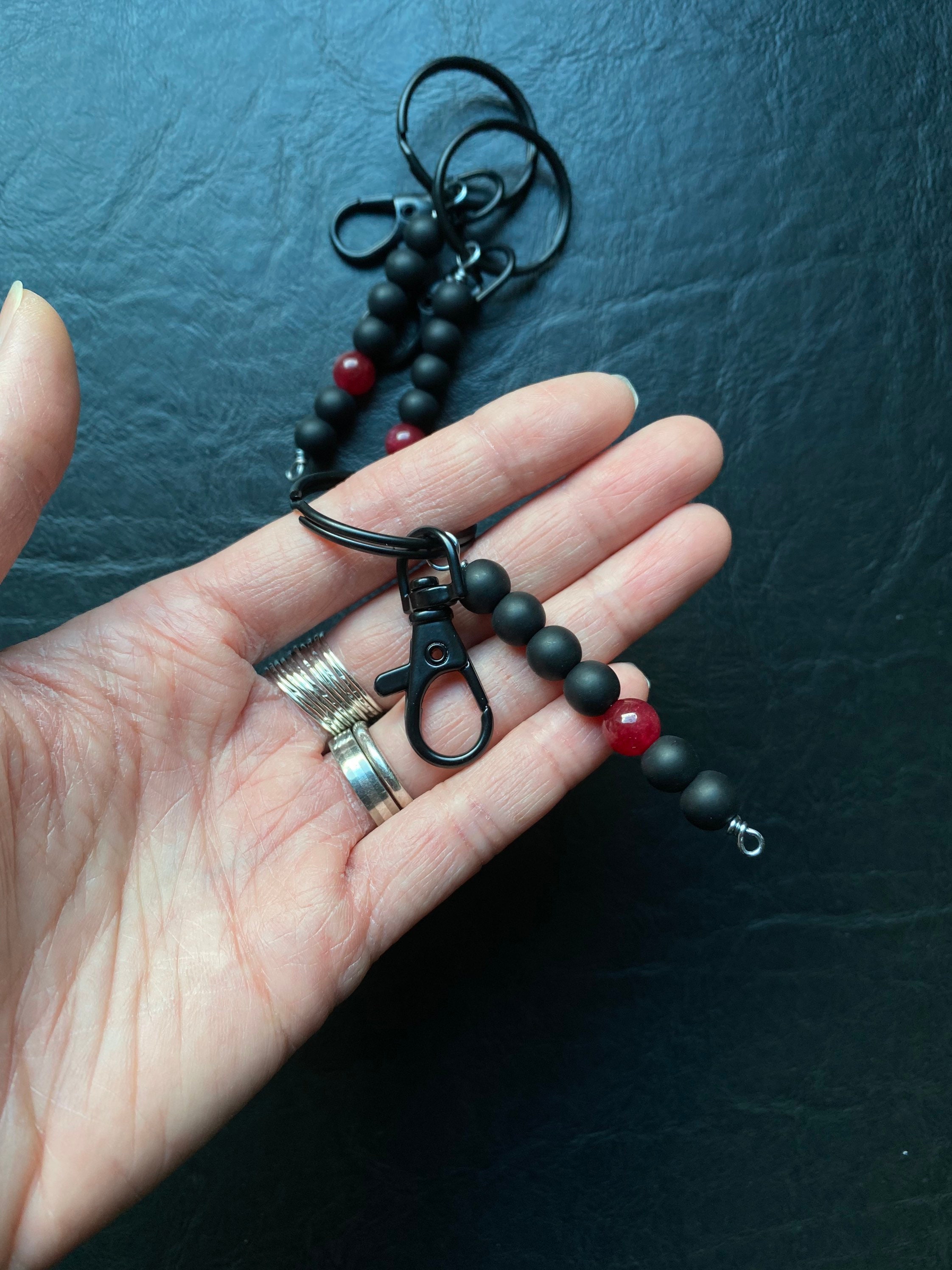 Thin Red Line Firefighter Keychain Fireman Jade Gemstone Bar - Etsy