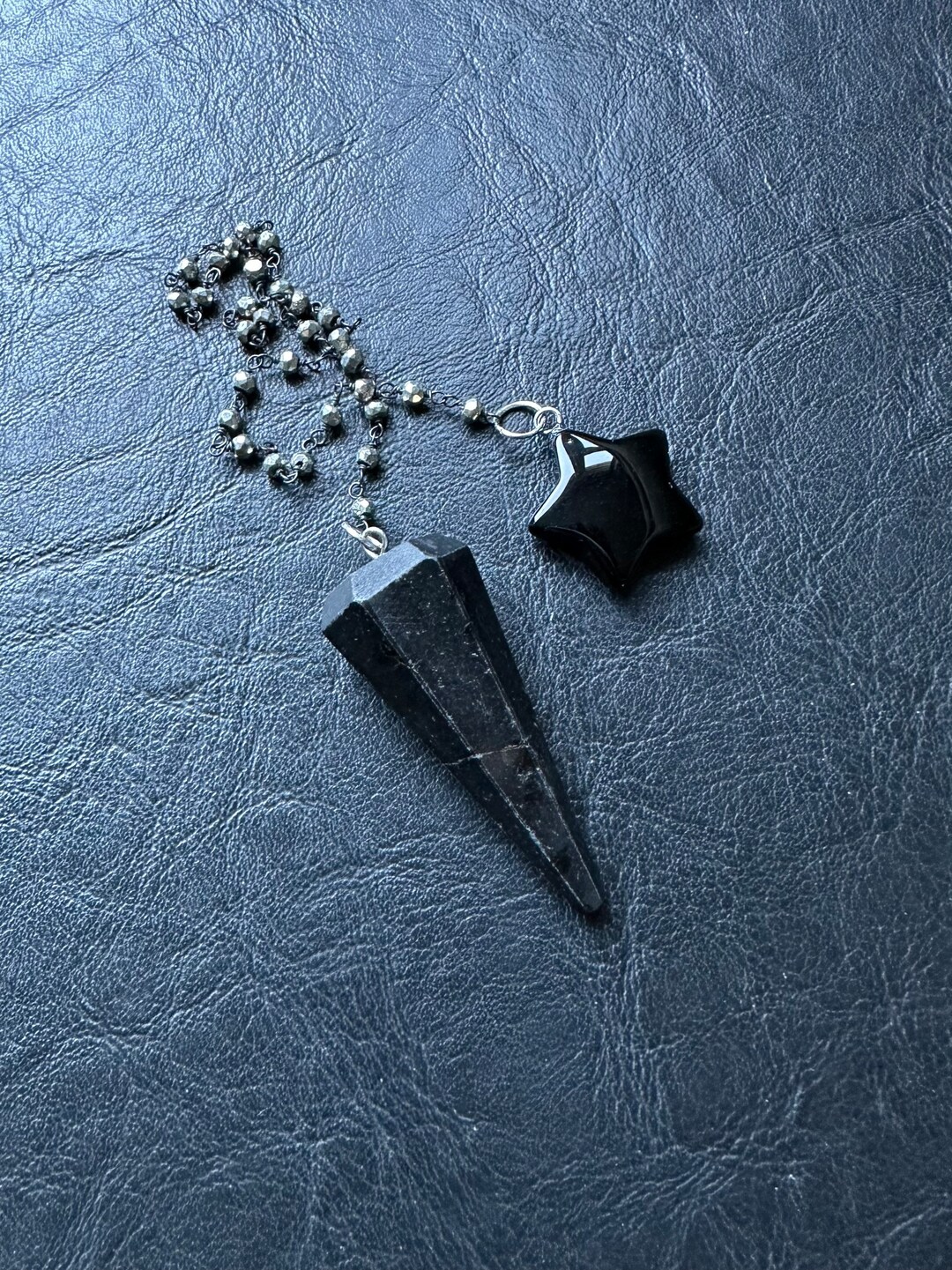 Black Tourmaline Agate Pendulum Star Celestial Spinel Dowsing Crystal ...