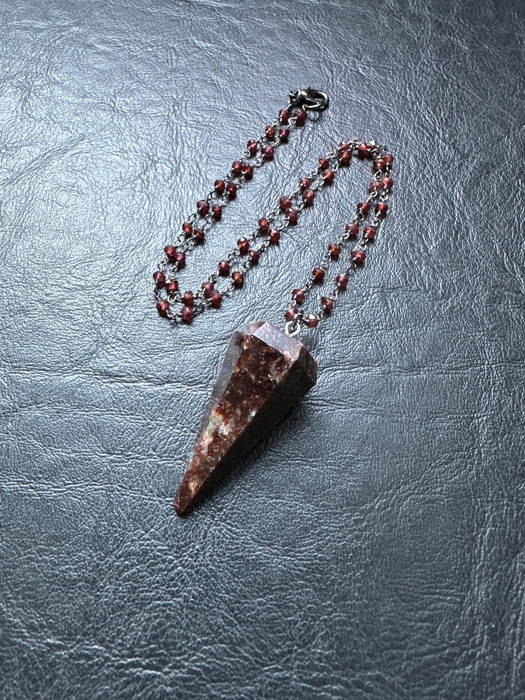 Red Garnet Pendulum Pendant Necklace Dowsing Crystal Witch Witchcraft Witches Craft Wiccan ...