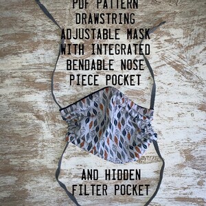 Fabric Face Mask Pattern Reversible Drawstring With Filter Pocket, Easy ...