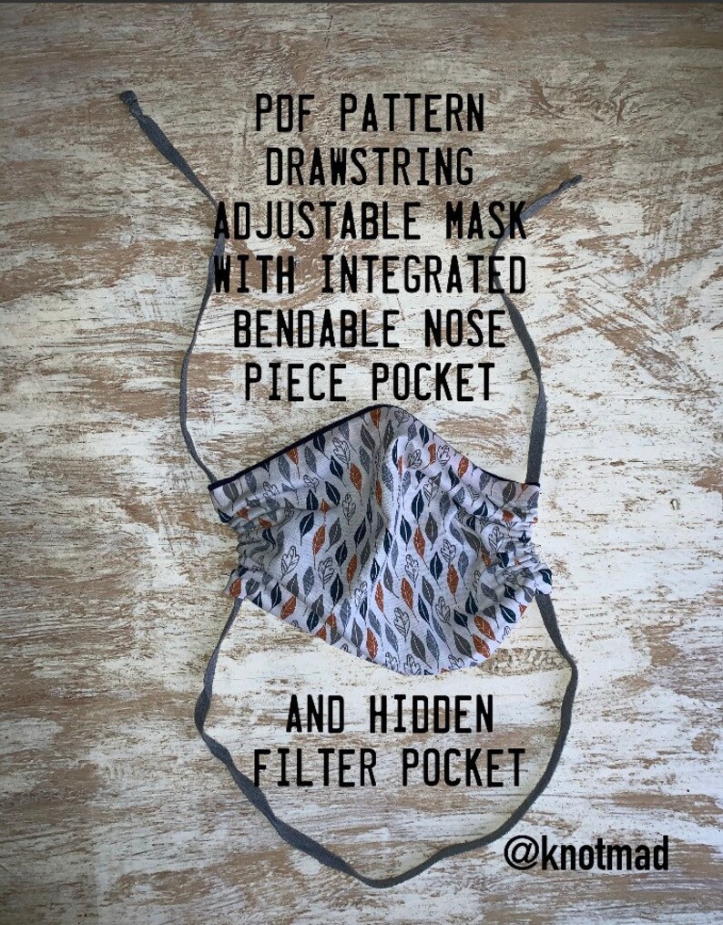 Fabric Face Mask Pattern Reversible Drawstring With Filter | Etsy