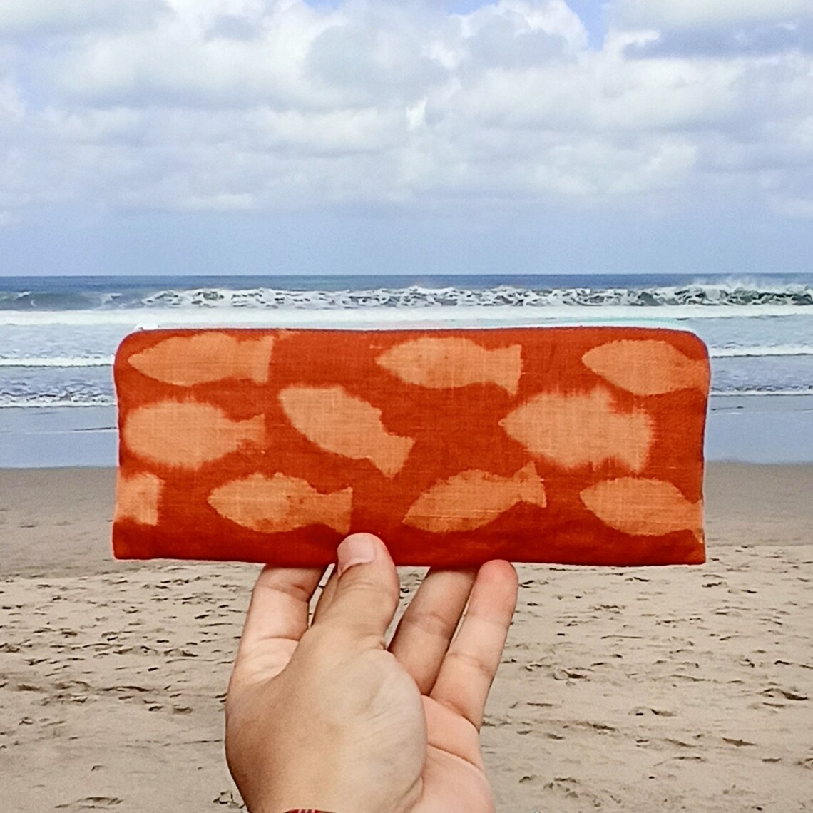 Fish Pencil Pouch Block Print Pencil Case Linen Pencil - Etsy