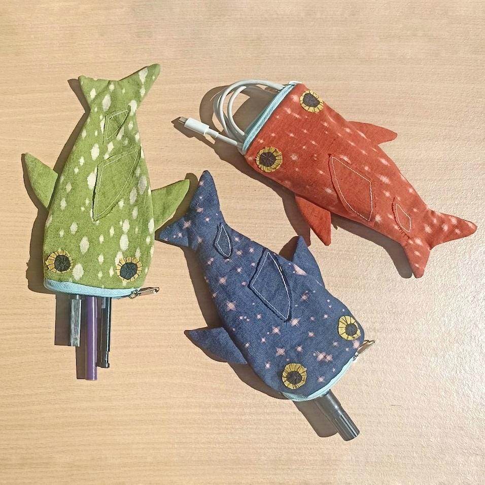 Whale Shark Purse, Shark Pencil Case, Linen Pouch, Fish Pouch, Mini ...
