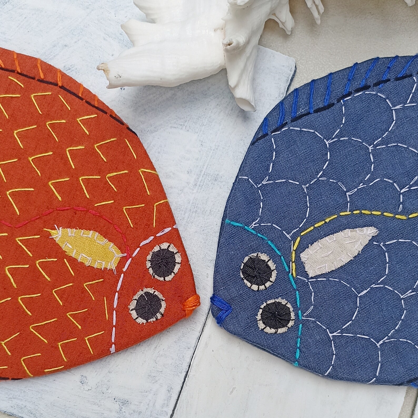 Linen Fish Clutch Bag, Flatfish, Halibut, Flounder Bag, Embroidered ...