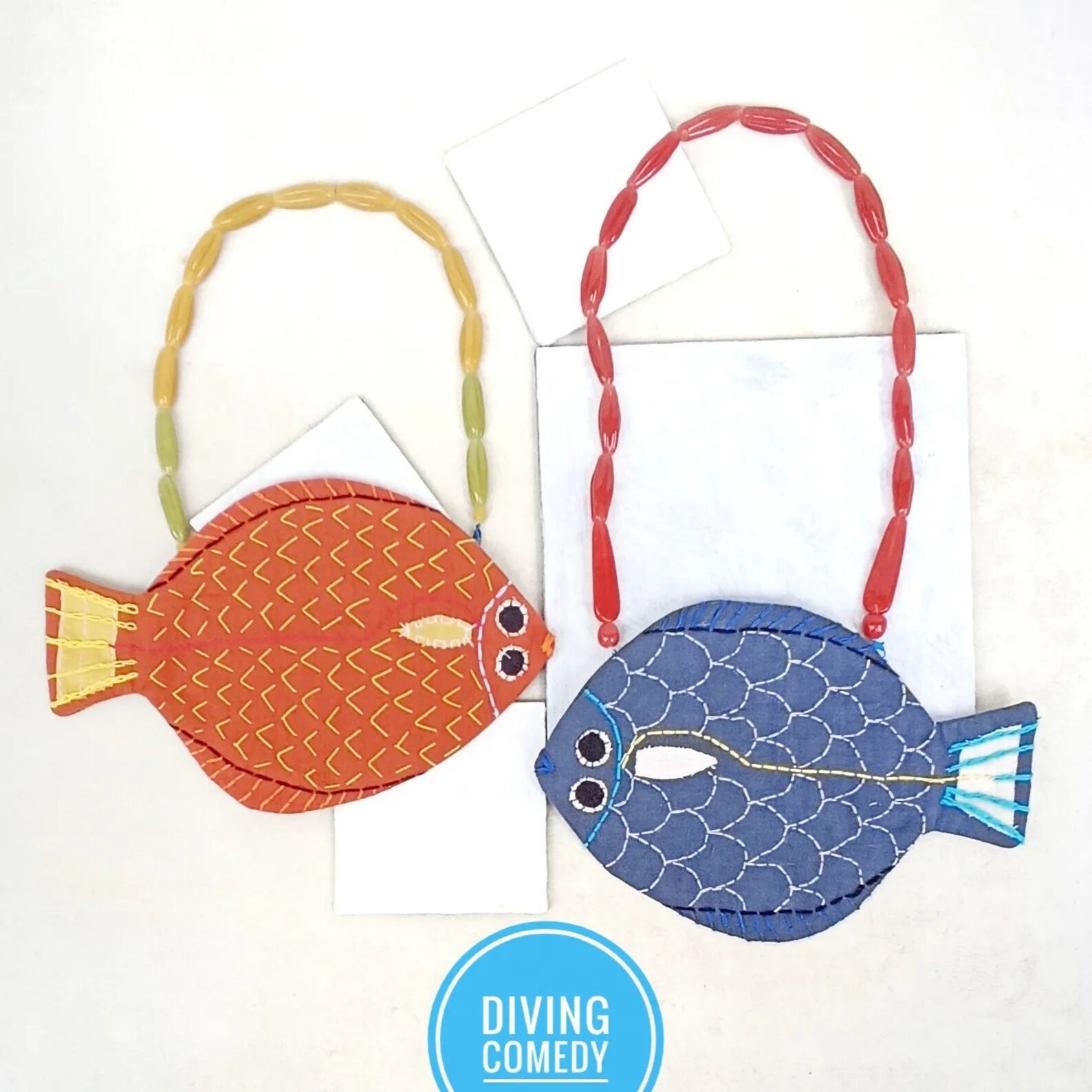 Linen Fish Clutch Bag, Flatfish, Halibut, Flounder Bag, Embroidered ...