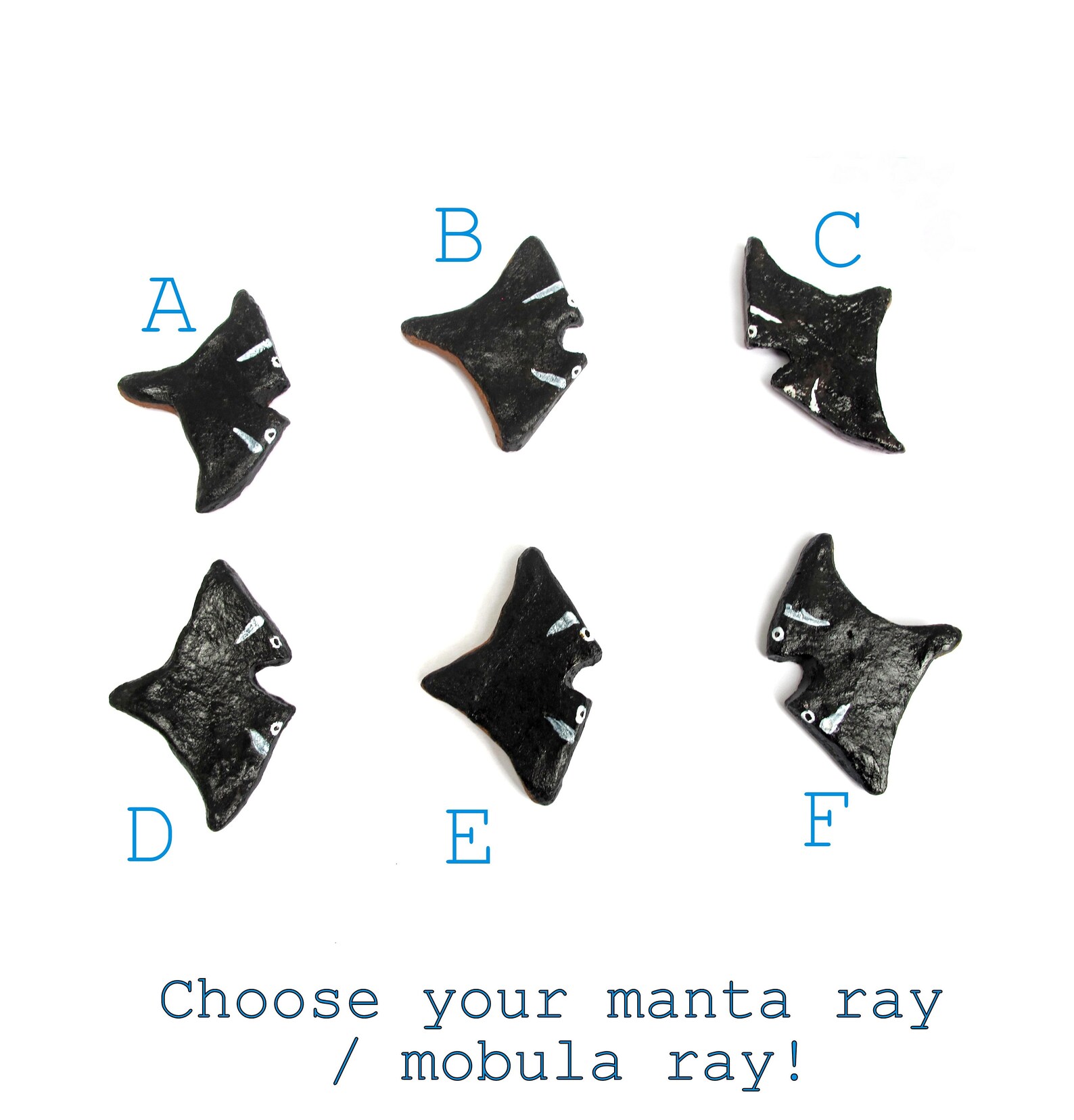 Manta Ray Magnet or Pin Mobula Ray Painted Terracotta Eco - Etsy