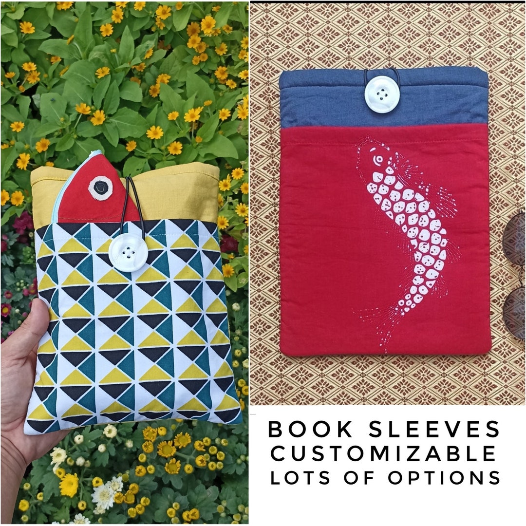 Linen Book Cover, Custom Book Sleeve, Padded Book Sleeve, Book Cover ...