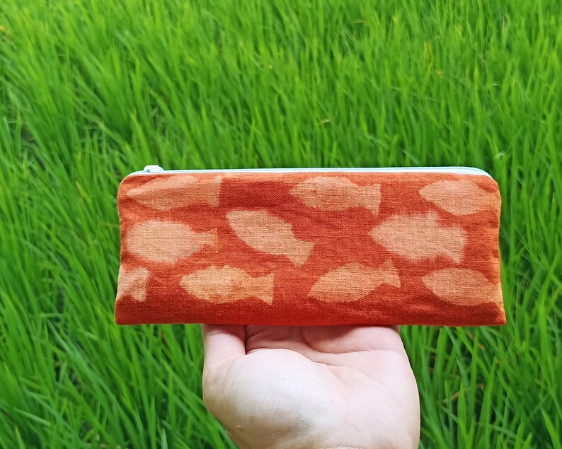 Fish Pencil Pouch, Block Print Pencil Case, Linen Pencil Pouch, Mini ...