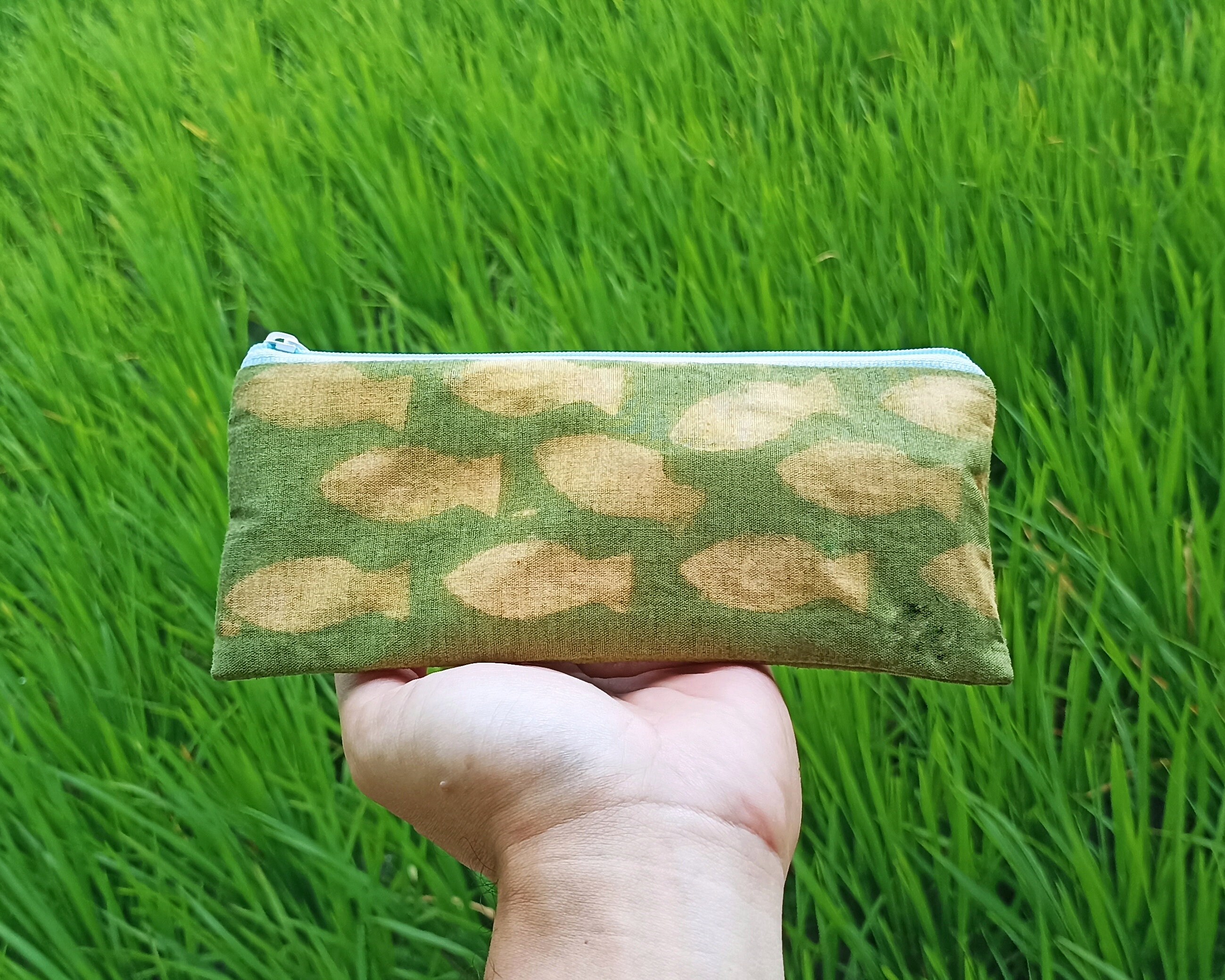 Fish Pencil Pouch, Block Print Pencil Case, Linen Pencil Pouch, Mini ...